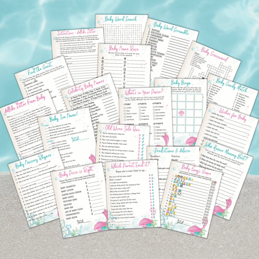 Mermaid Baby Shower Games - Fun Ocean Themed Printables